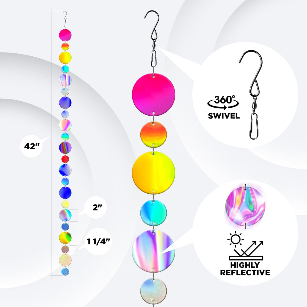 AirCrow® Iridescent Streamer Bird Disc Reflectors 8-Pack | Scare Dancer